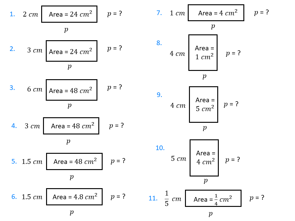 Area Of A Rectangle Missing Dimension Variation Theory