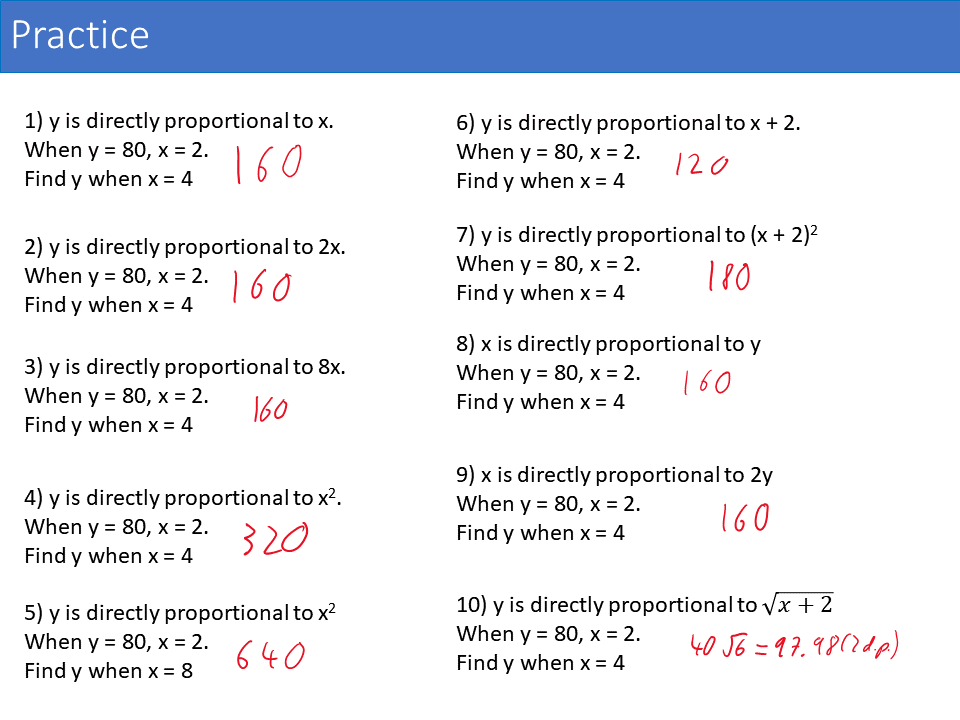 Direct Proportion Equations Variation Theory